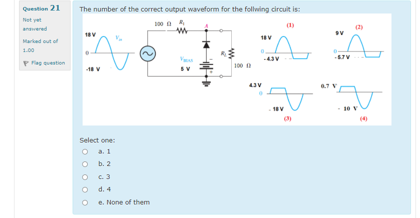 Solved Question 21 The number of the correct output waveform | Chegg.com