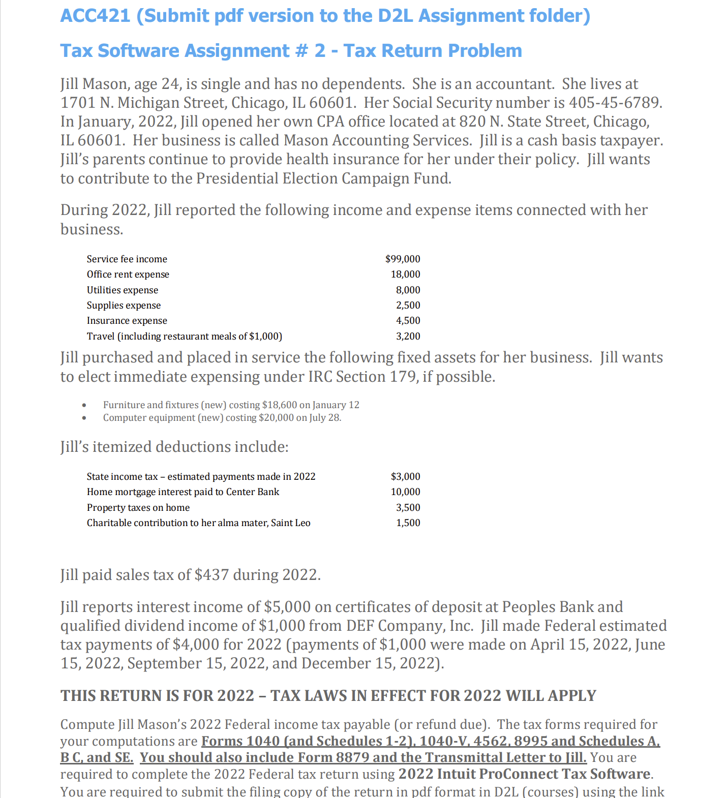 Solved ACC421 (Submit pdf version to the D2L Assignment | Chegg.com