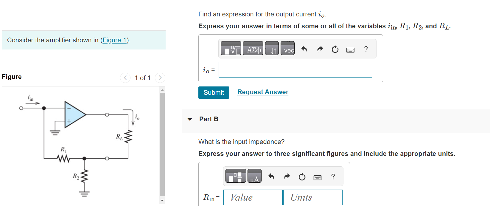 Solved Find an expression for the output current iO. Express | Chegg.com