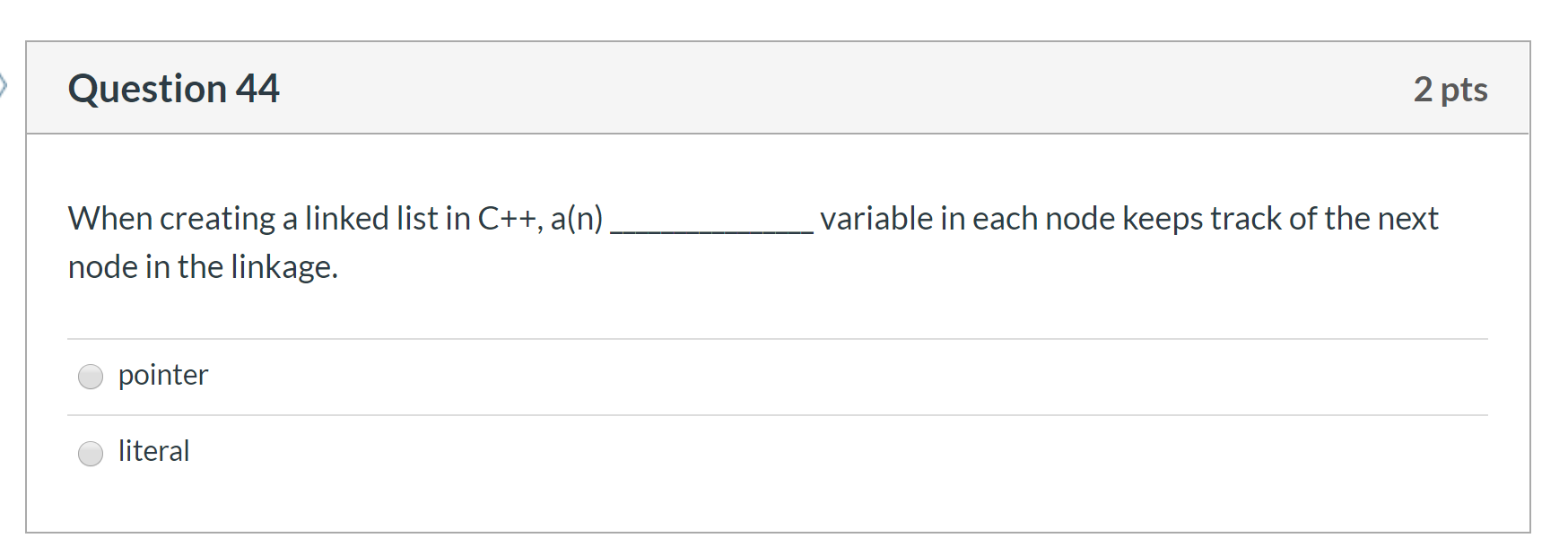 Solved Question 44 2 Pts Variable In Each Node Keeps Track