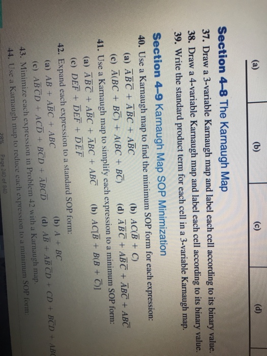 Solved Use a Karnaugh map to find the minimum SOP form for | Chegg.com