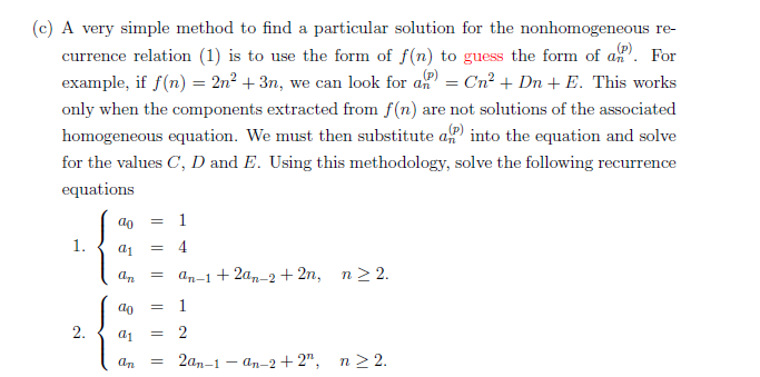 Solved 4. A recurrence sequence of the form | Chegg.com