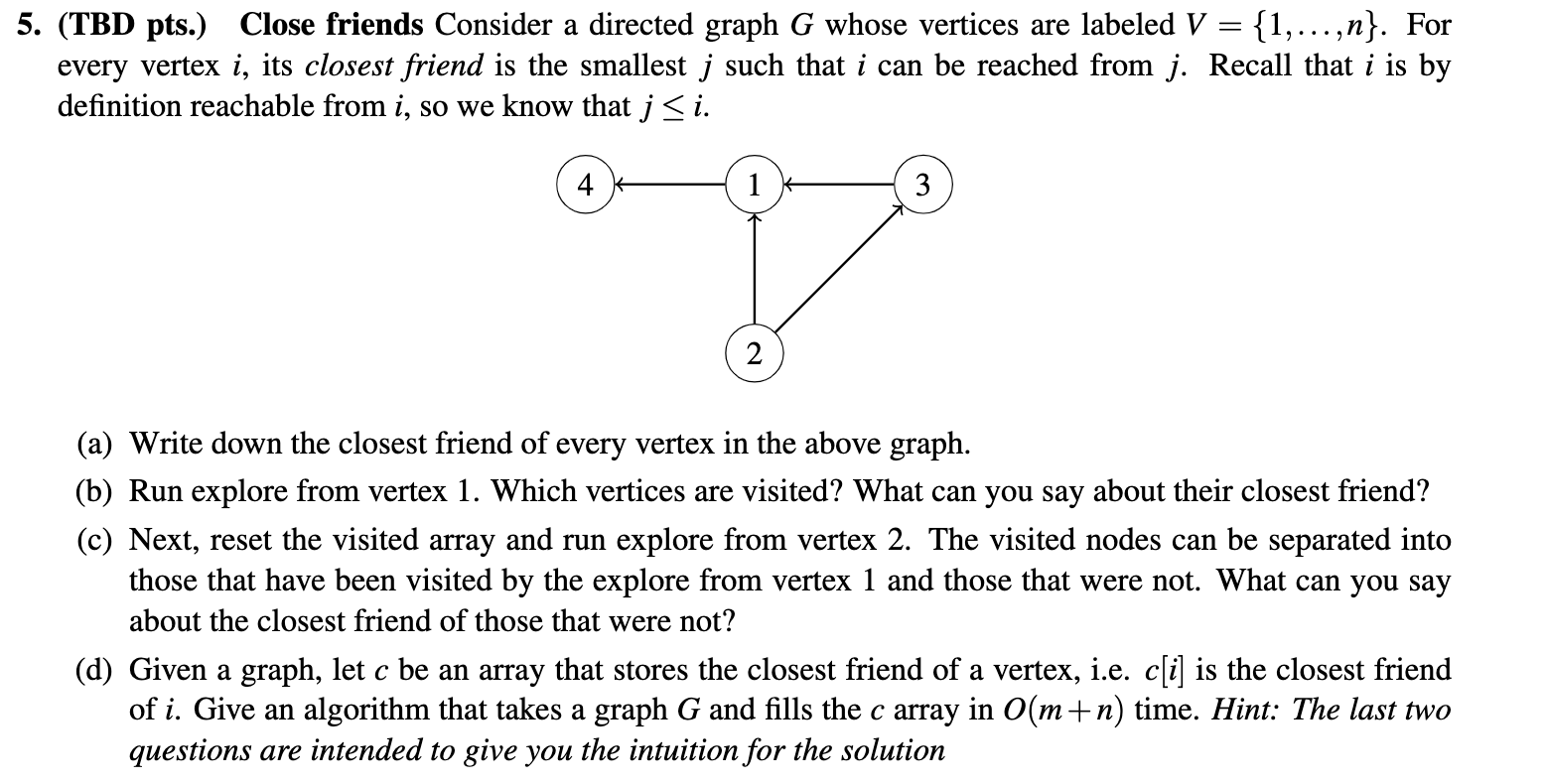 Solved (TBD pts.) Close friends Consider a directed graph G | Chegg.com