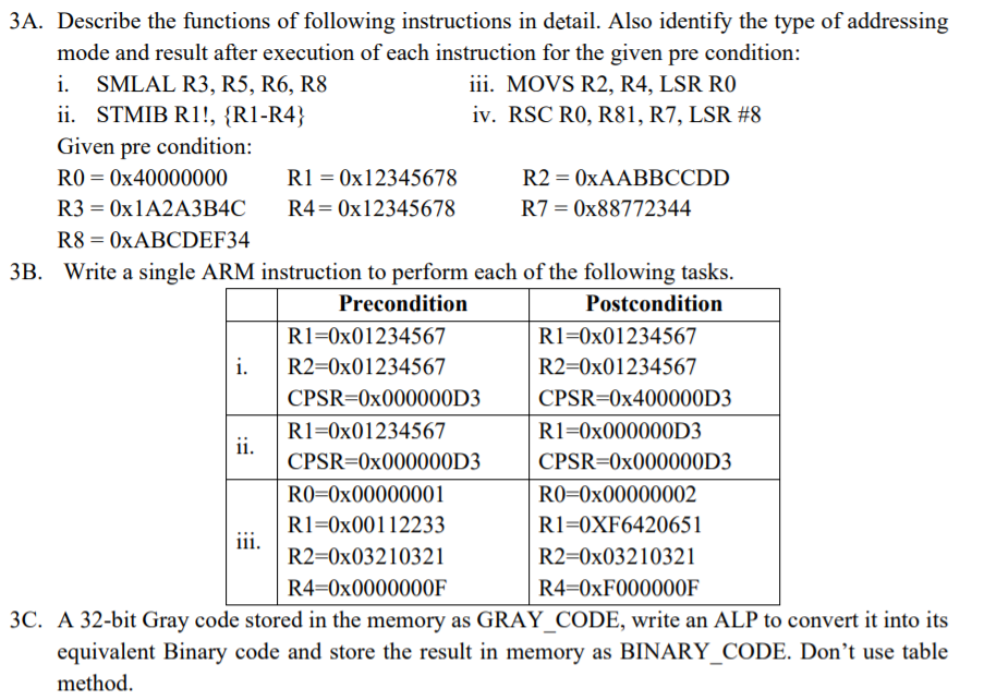 i. 3A. Describe the functions of following | Chegg.com
