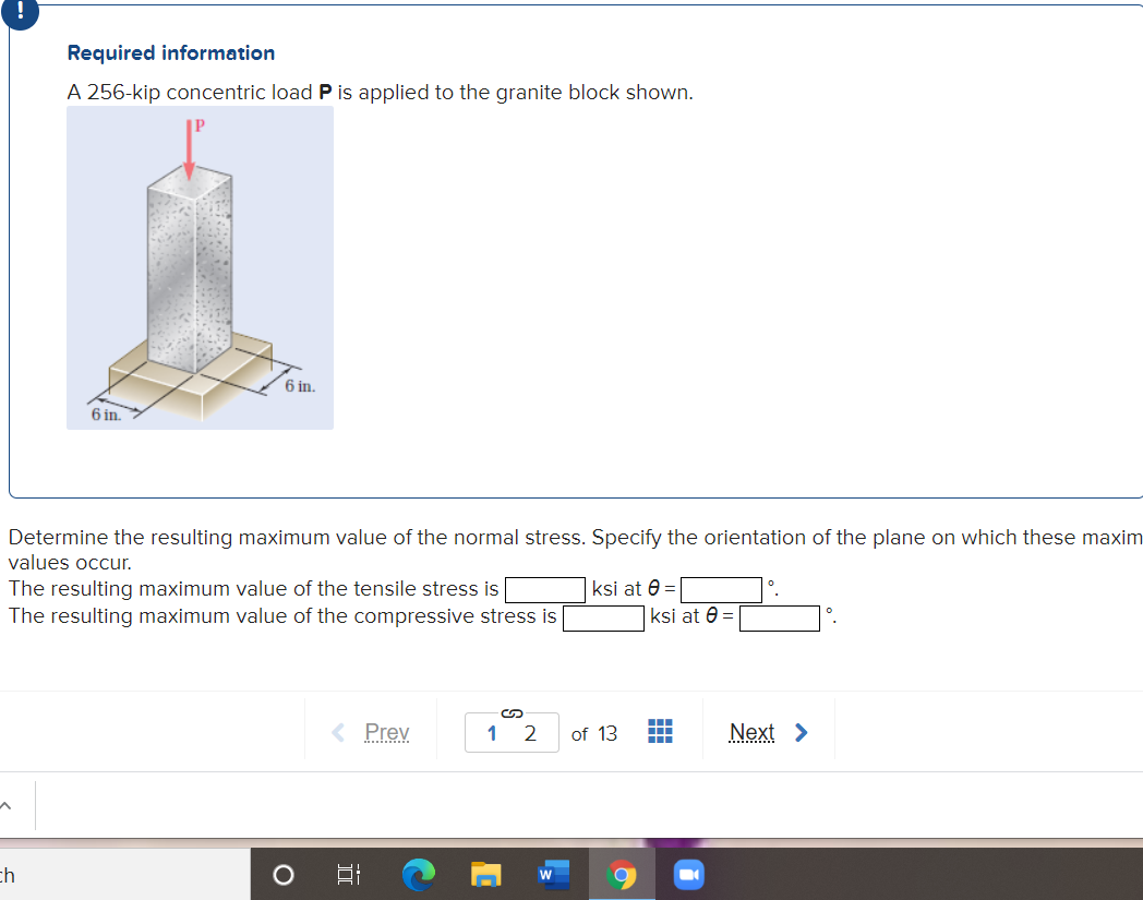 Solved Required information A 256-kip concentric load P is | Chegg.com