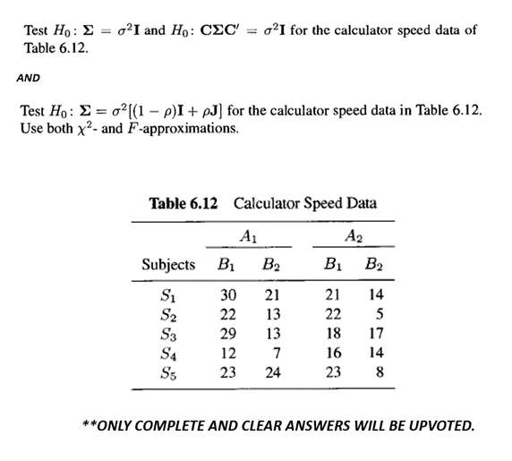 Solved Test H0 Σ σ2i And H0 CΣc′ σ2i For The Calculator