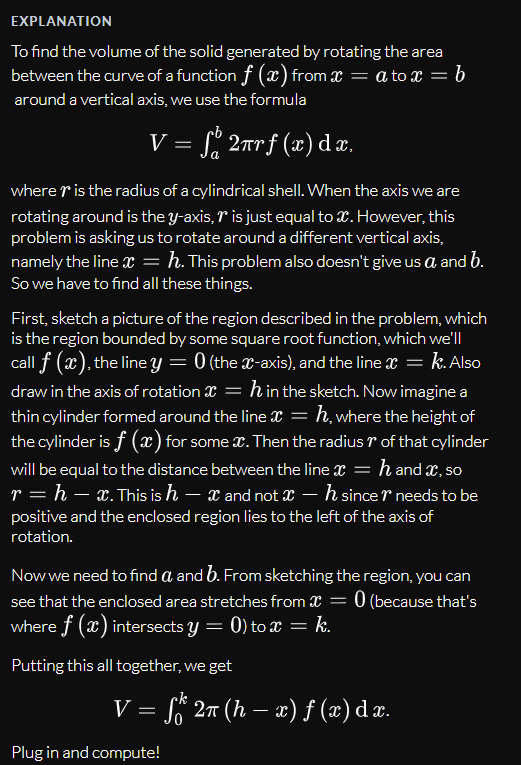 Solved Use the cylindrical shell method to find the volume | Chegg.com