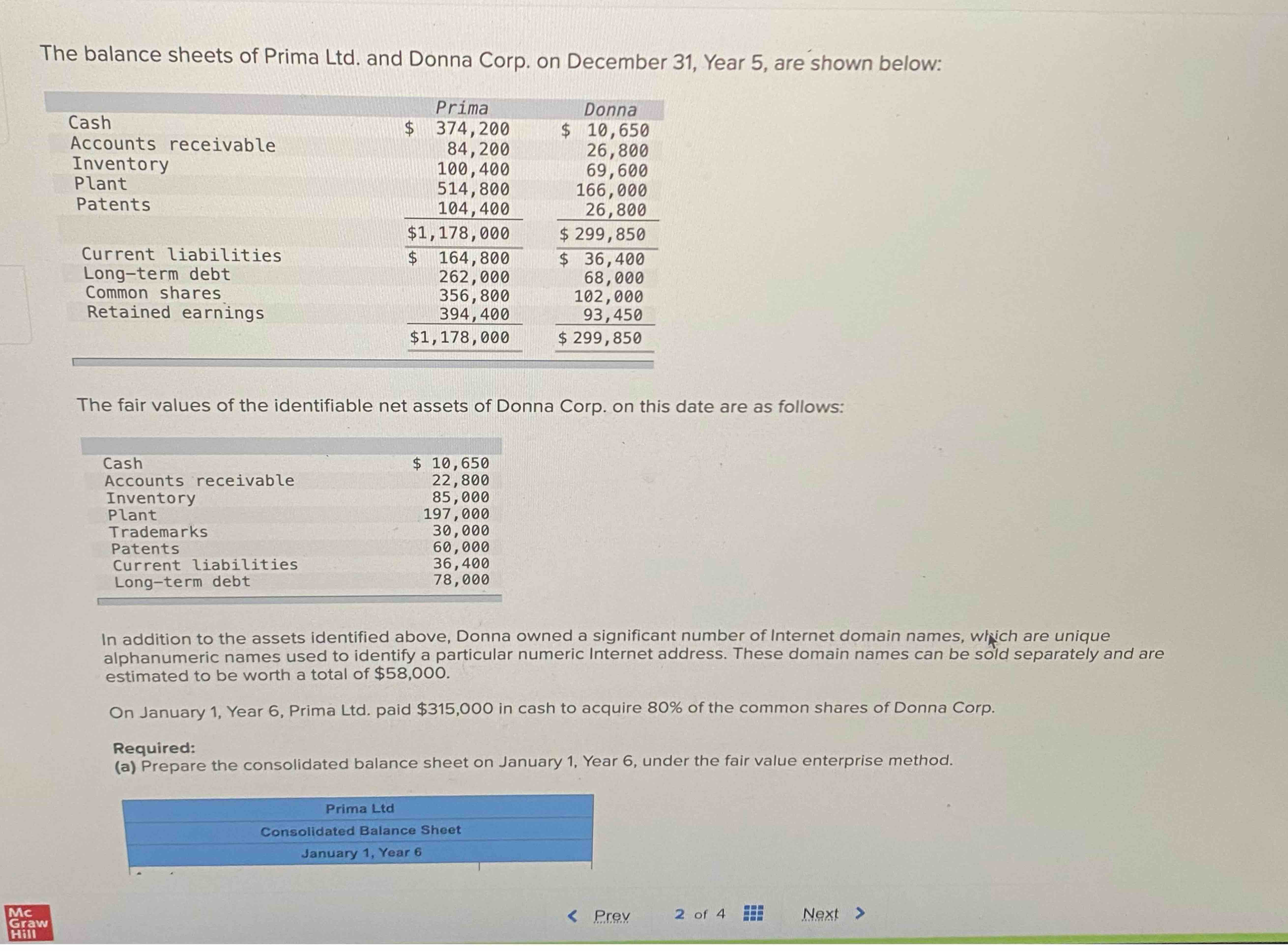 Solved Show all steps in finding goodwill and consolidating | Chegg.com