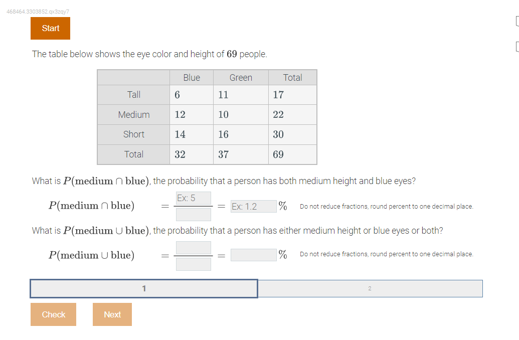 Solved The table below shows the eye color and height of 69 | Chegg.com