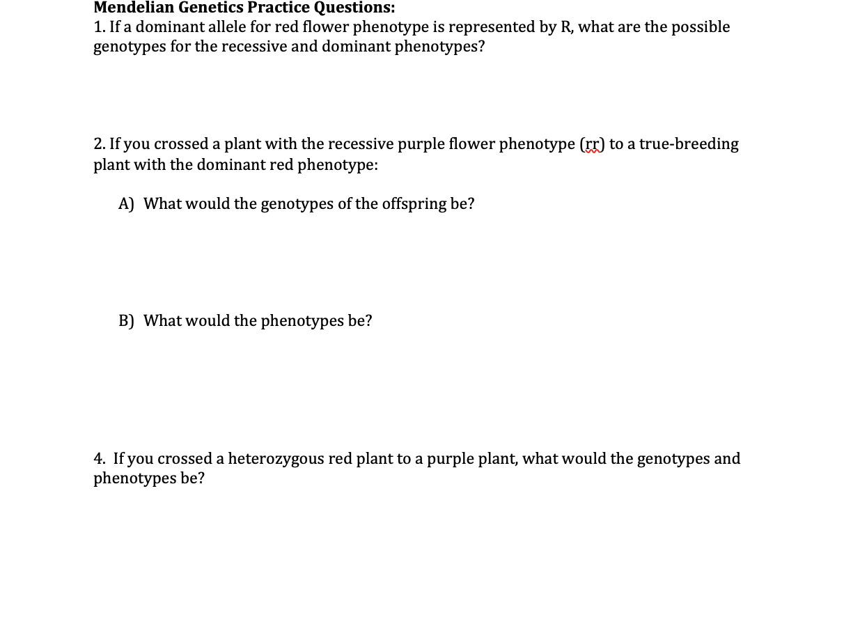 Solved Mendelian Genetics Practice Questions: 1. If a | Chegg.com