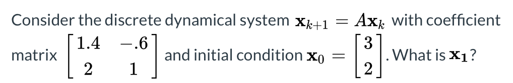 Solved Consider the discrete dynamical system Xk+1 = Axk | Chegg.com