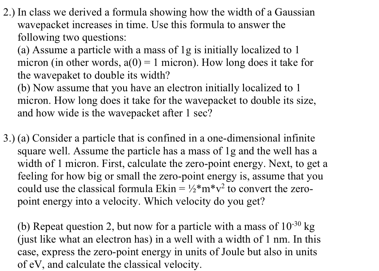 Solved 2.) In class we derived a formula showing how the | Chegg.com