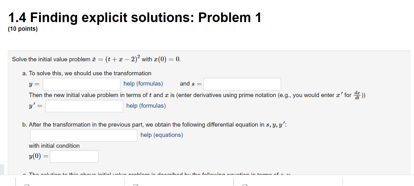 Solved 1.4 Finding explicit solutions: Problem 1 (10 points) | Chegg.com