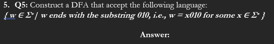 Solved Construct a DFA that accept the following language: | Chegg.com