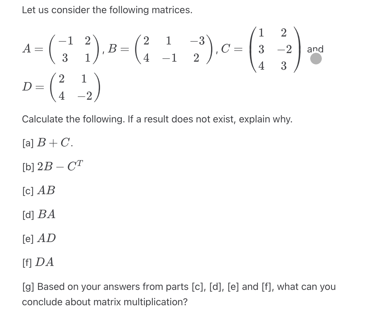 Solved Let us consider the following matrices. | Chegg.com