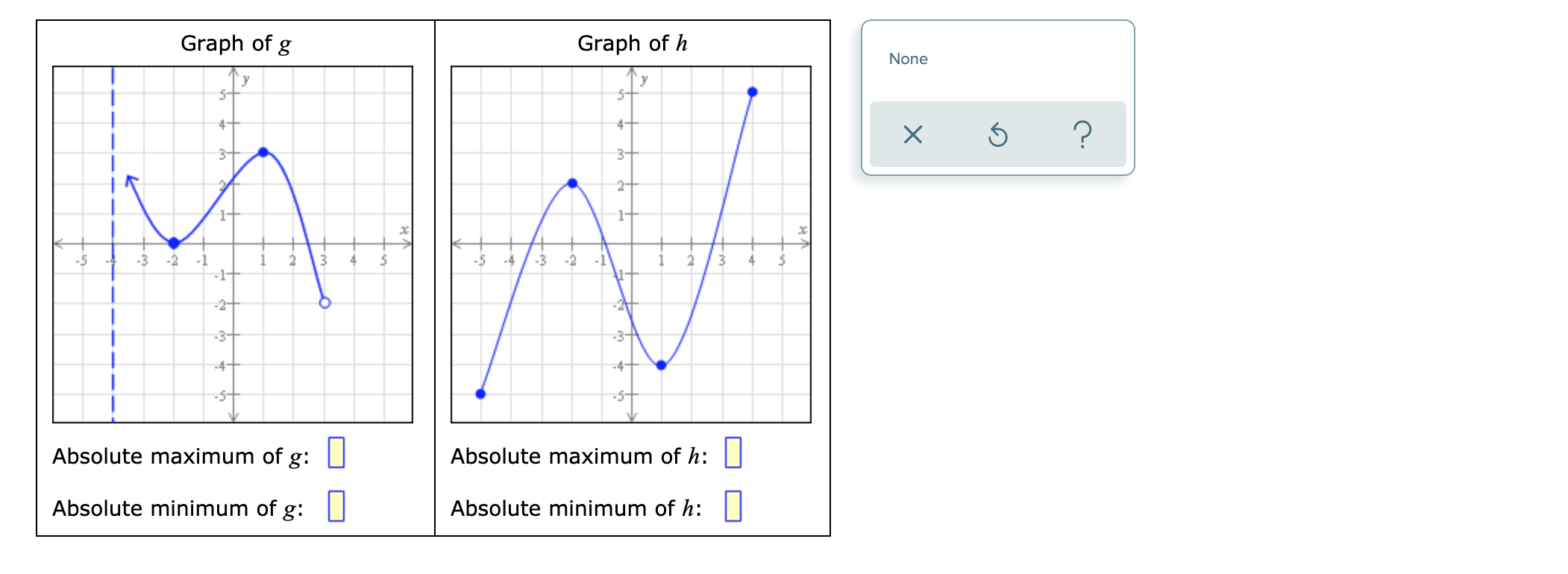 Solved The graphs of the functions g and h are shown below. | Chegg.com