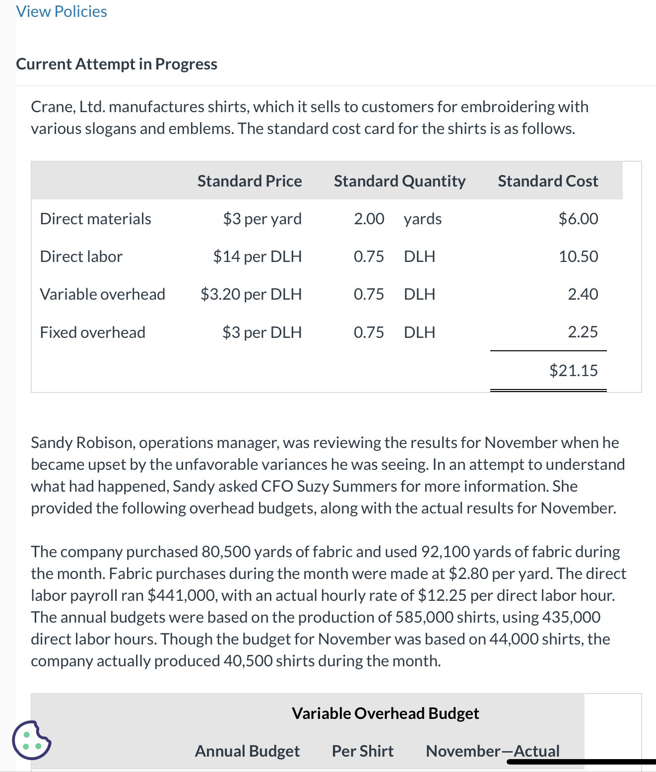 Solved Current Attempt in Progress Crane, Ltd. manufactures | Chegg.com