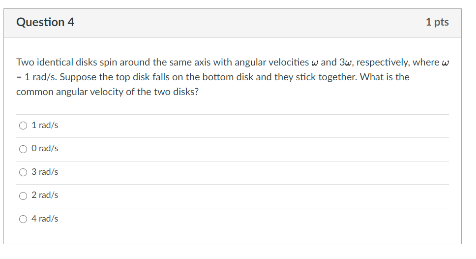 Solved Question 4 1 Pts Two Identical Disks Spin Around The 