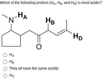 Solved Which of the following protons (HA, HB, and HD) is | Chegg.com