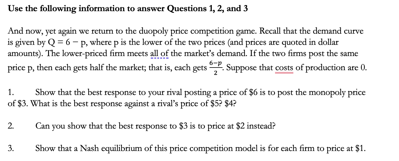 Solved Use the following information to answer Questions | Chegg.com