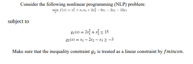 Solved Consider The Following Nonlinear Programming Nlp
