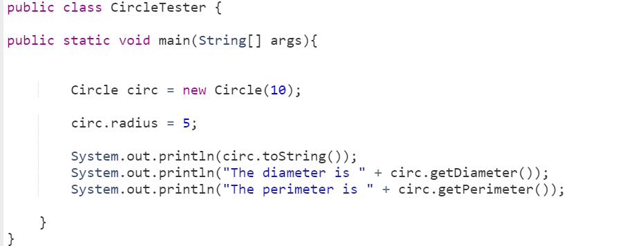 Solved public class CircleTester { public static void | Chegg.com