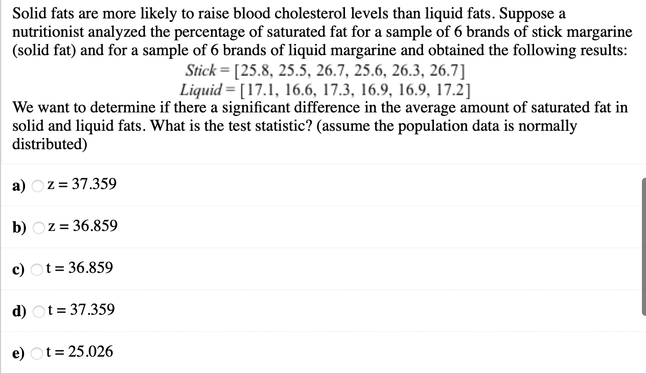 Solved Solid fats are more likely to raise blood cholesterol | Chegg.com