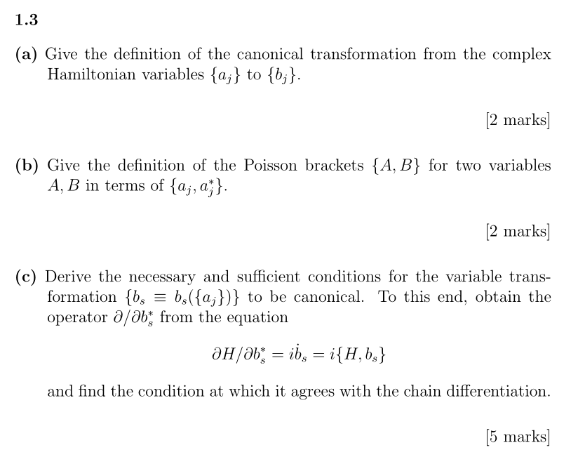 Solved 1.3 (a) Give the definition of the canonical | Chegg.com