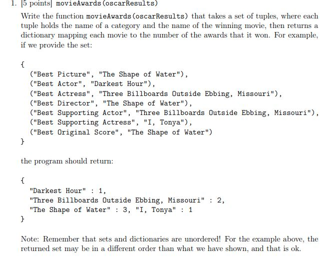 Solved 1 5 Points Movieawards Oscarresults Write The