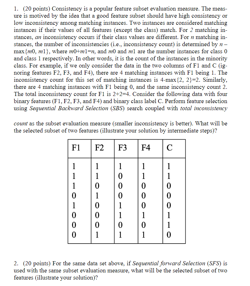 1. (20 points) Consistency is a popular feature | Chegg.com