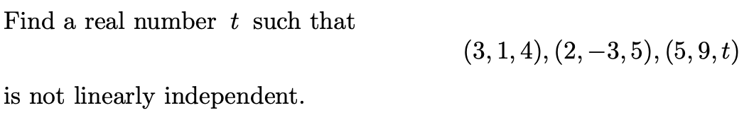 Solved Find a real number t such that | Chegg.com