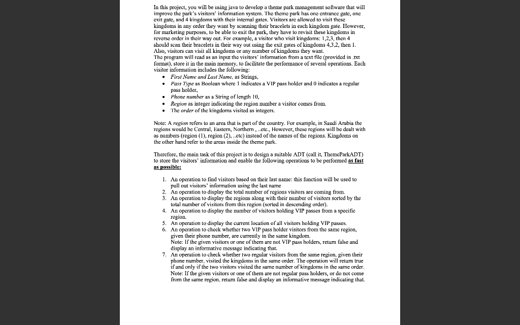 In this project, you will be using java to develop a | Chegg.com