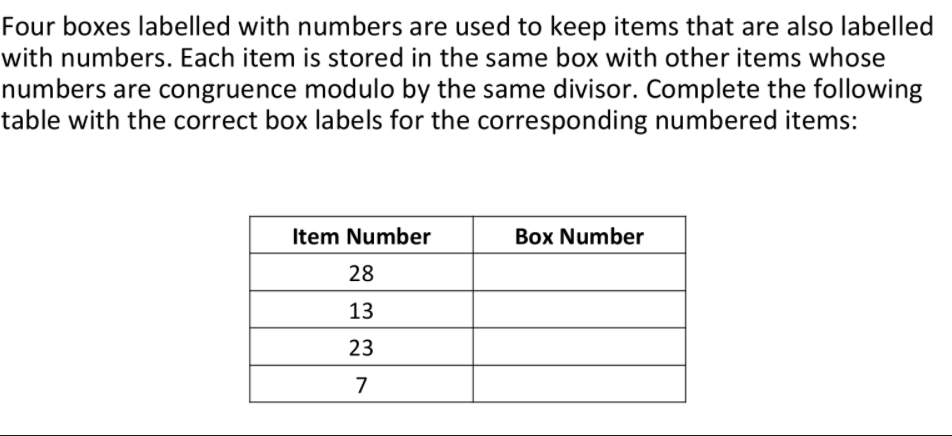 Solved Four boxes labelled with numbers are used to keep | Chegg.com