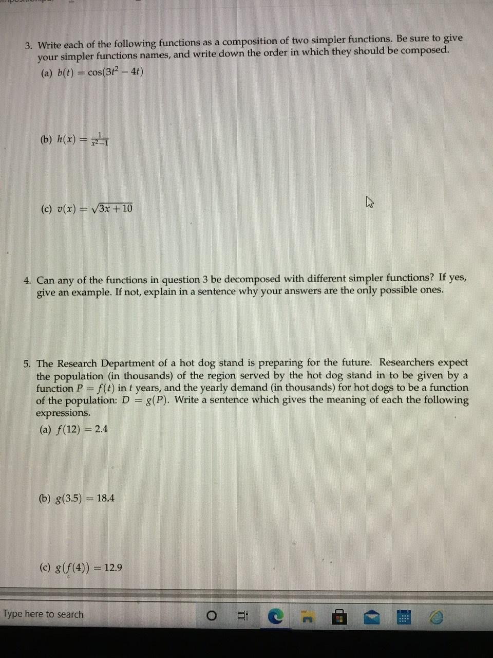 Solved 3. Write each of the following functions as a | Chegg.com