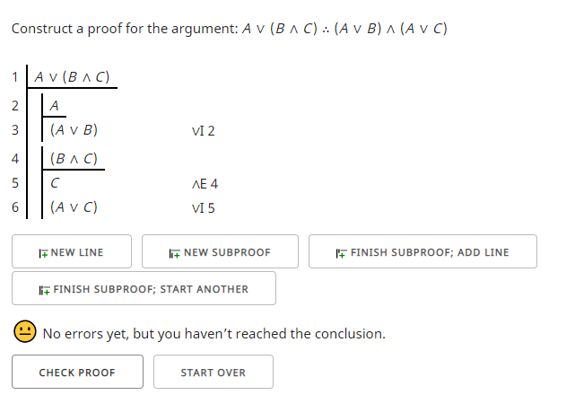 Solved Construct a proof for the argument: A V(BAC): (A V B) | Chegg.com