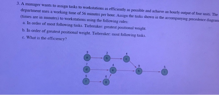 Solved 3. A manager wants to assign tasks to workstations as | Chegg.com Solved 3. A manager wants to assign tasks to workstations as | Chegg.com