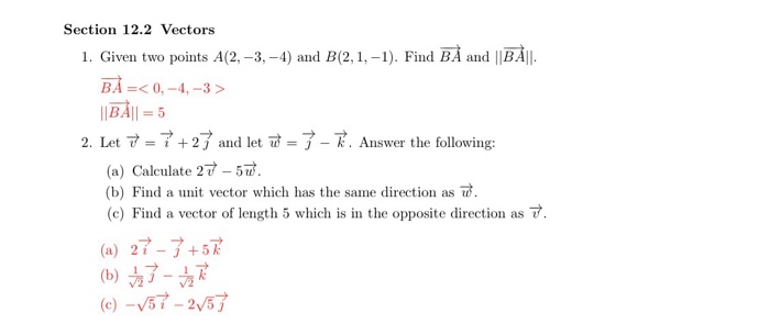 Solved Given two points A(2, -3 -4) and B(2.1 -1). Find BA | Chegg.com