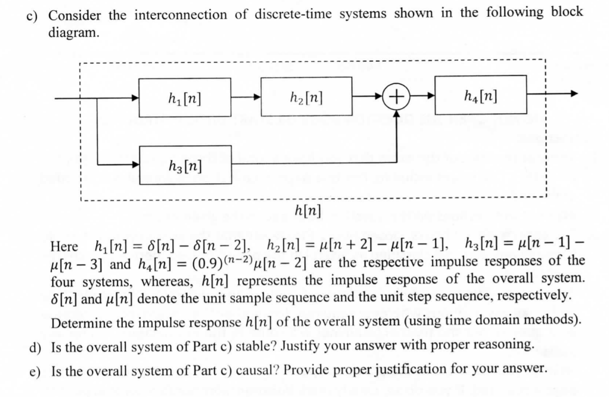 Solved c) Consider the interconnection of discrete-time | Chegg.com