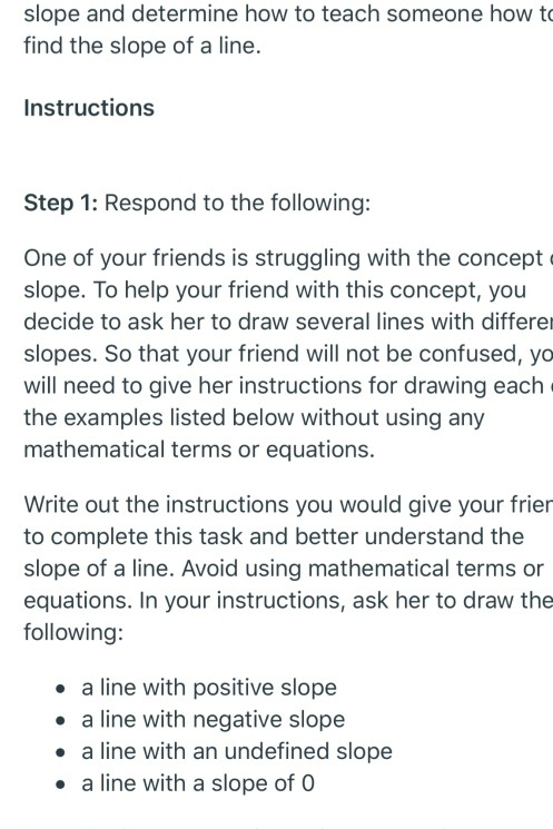 Solved slope and determine how to teach someone how to find | Chegg.com