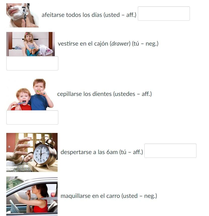 Su rutina. Using the verb given for each picture, | Chegg.com