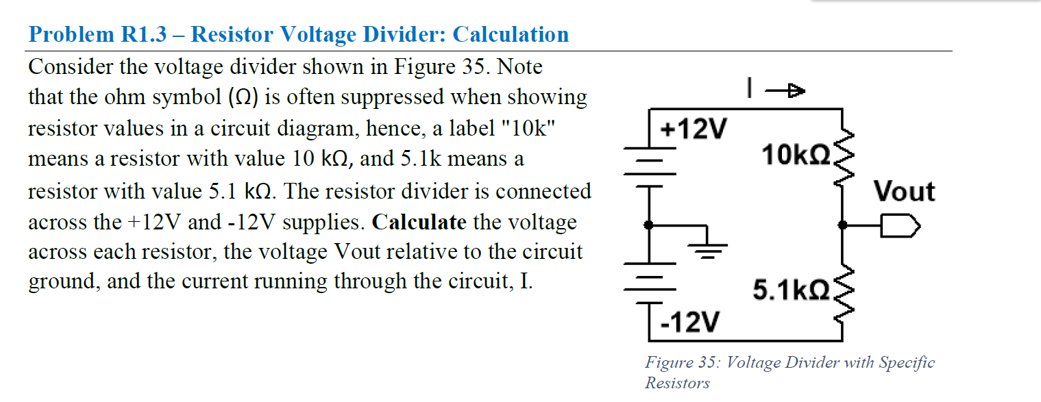 Solved Problem R1.3 – Resistor Voltage Divider: Calculation | Chegg.com