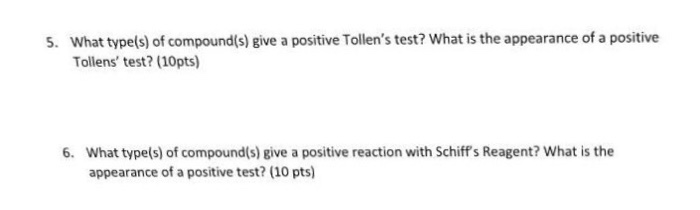 Solved What type(s) of compound(s) give a positive Tollen's | Chegg.com