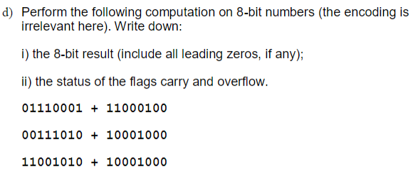 Solved a) Perform the following computations and indicate | Chegg.com