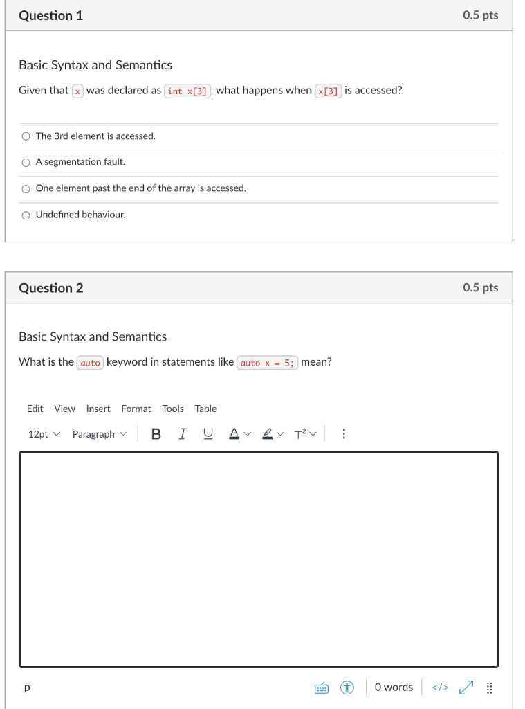 Solved Question 1 05 Pts Basic Syntax And Semantics Given 
