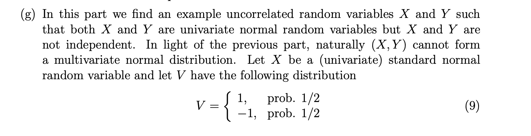 Solved (g) In this part we find an example uncorrelated | Chegg.com