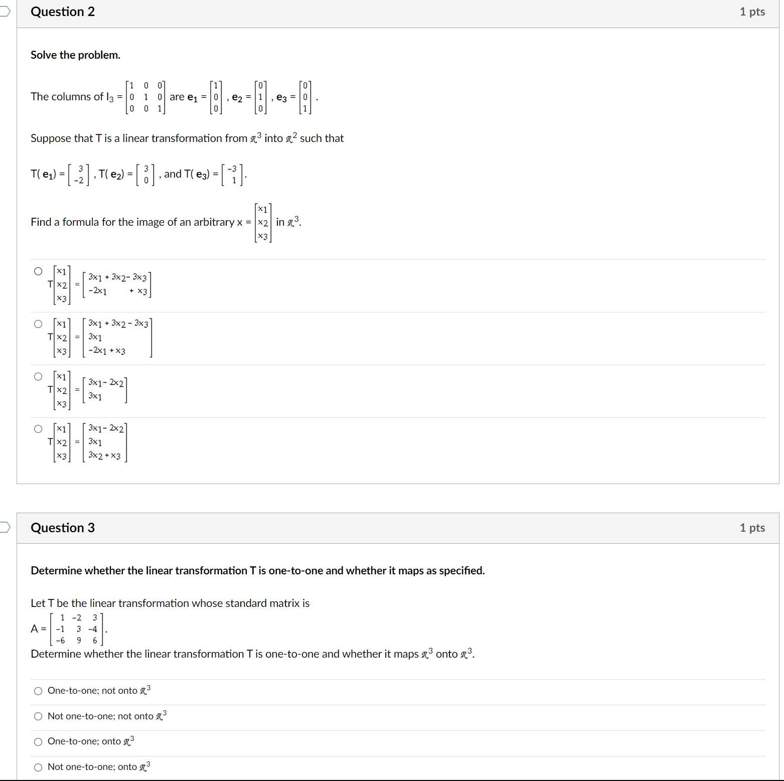 Solved The columns of I3=⎣⎡100010001⎦⎤ are | Chegg.com
