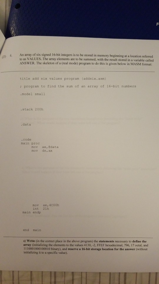 An array of six signed 16-bit integers is to be | Chegg.com