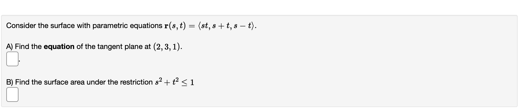 Solved Consider the surface with parametric equations | Chegg.com