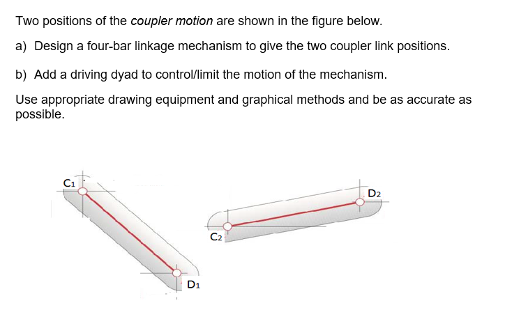 Solved Two positions of the coupler motion are shown in the | Chegg.com