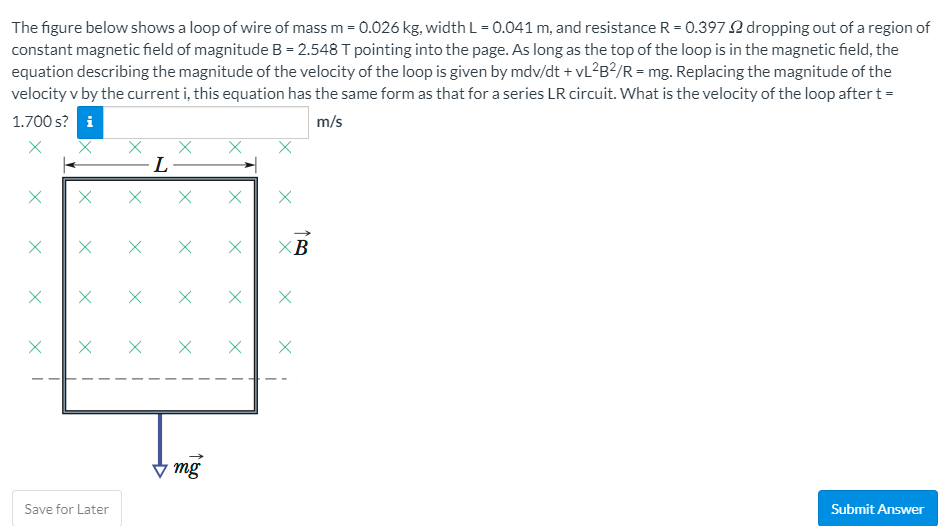 Solved The figure below shows a loop of wire of mass m = | Chegg.com